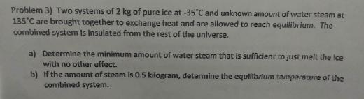 Solved Problem 3) Two systems of 2 kg of pure ice at −35∘C | Chegg.com