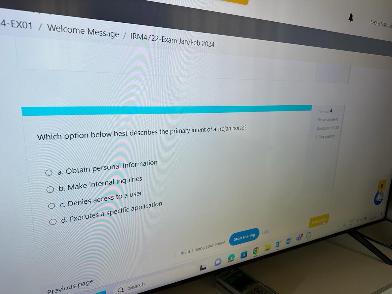 Solved Which option below best describes the primary intent | Chegg.com