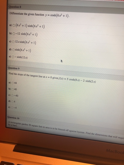 Solved Question 8 Differentiate the given function y- | Chegg.com