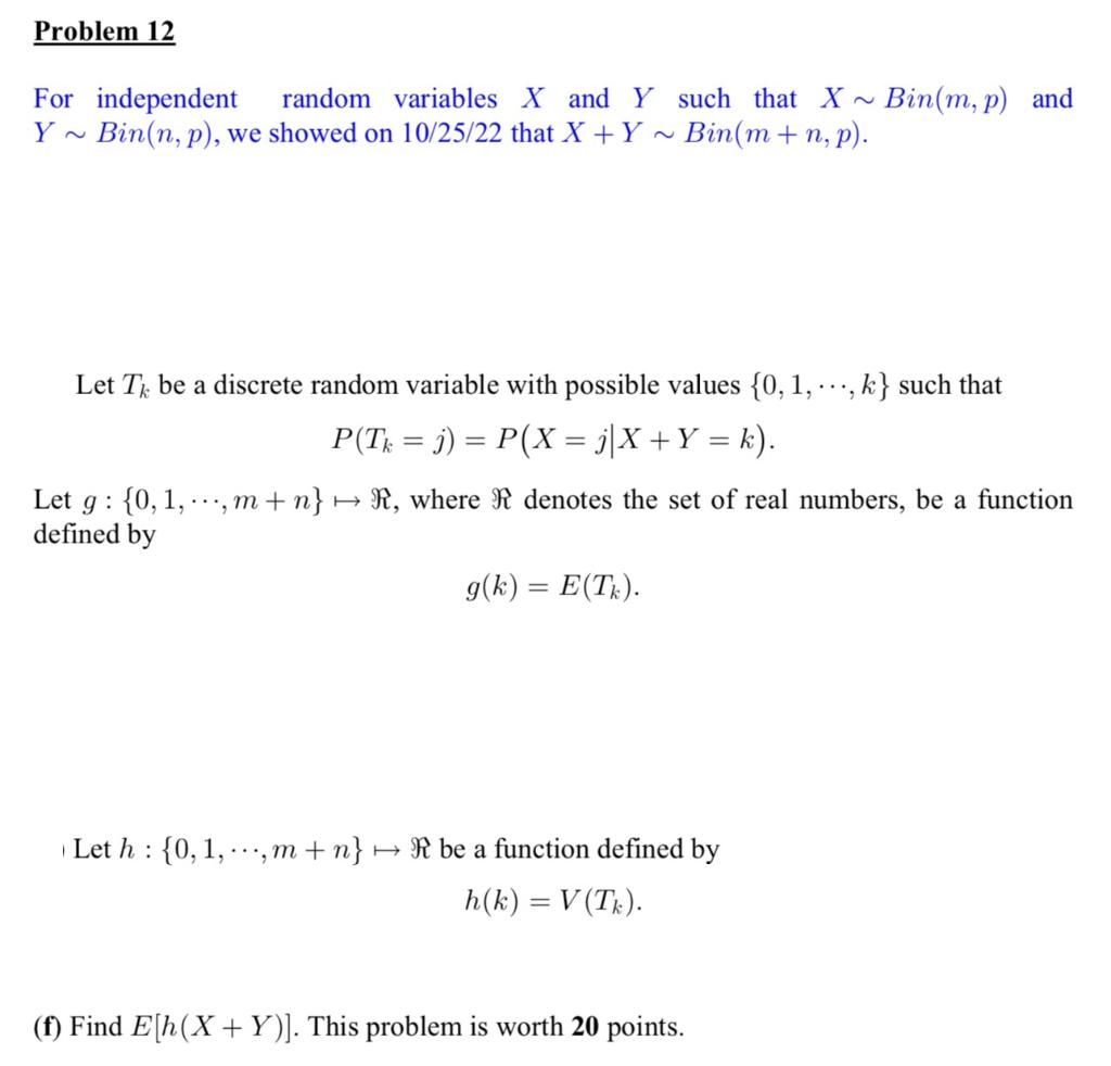 Solved For independent random variables X and Y such that | Chegg.com