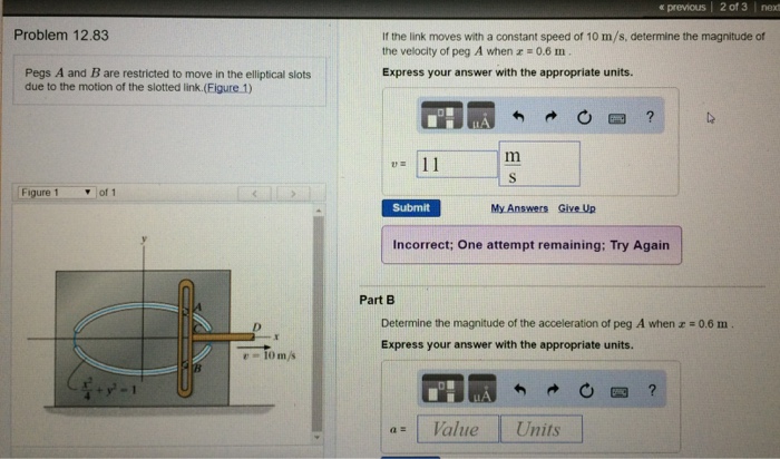 Pegs A and B are restricted to move in the elliptical | Chegg.com
