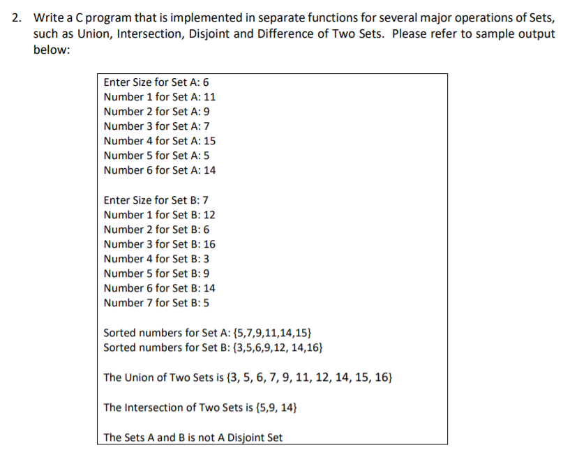 Solved 2. Write a C program that is implemented in separate | Chegg.com