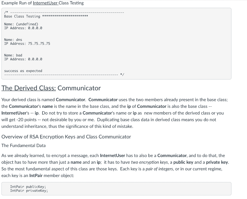 Solved Understand the Classes and Problem Every internet | Chegg.com