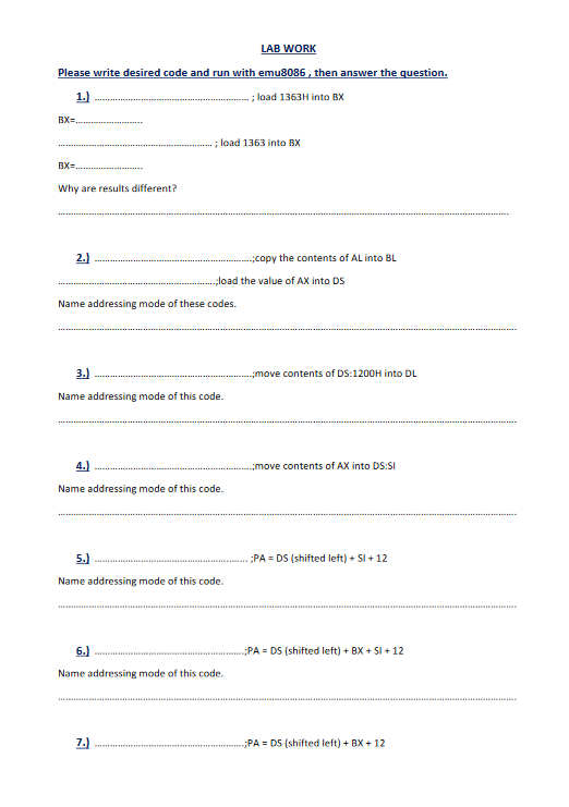 Solved LAB WORK Please write desired code and run with | Chegg.com