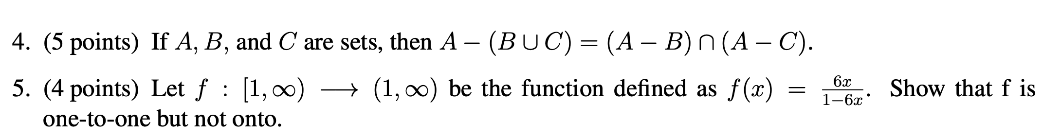 Solved 4 5 Points If Ab And C Are Sets Then 