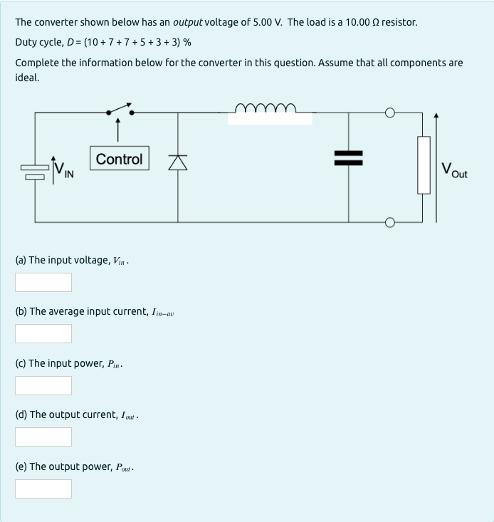 Solved The converter shown below has an output voltage of | Chegg.com
