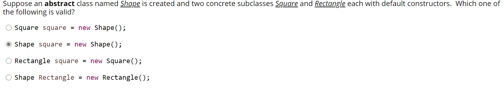 Solved Suppose an abstract class named Shape is created and | Chegg.com
