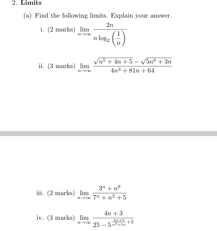 Solved (a) Find the following limits. Explain your answer. | Chegg.com