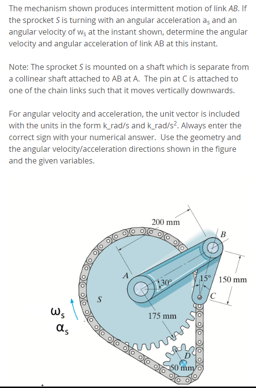 Solved The mechanism shown produces intermittent motion of | Chegg.com