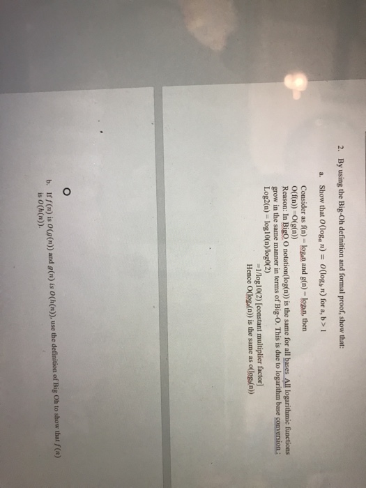 Solved 2. By using the Big-Oh definition and formal proof, | Chegg.com