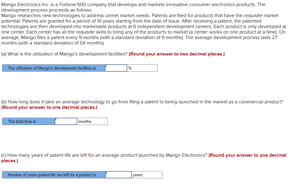 Solved Mango Electronics Inc. is a Fortune 500 company that | Chegg.com