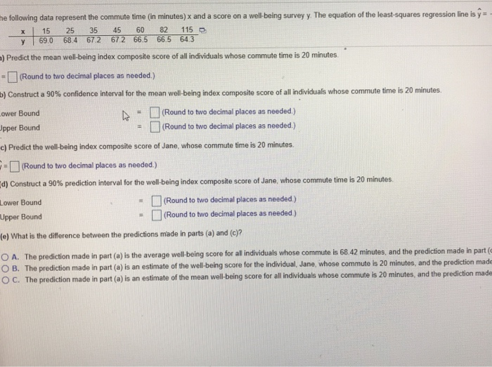 Solved he following data represent the commute time (in | Chegg.com