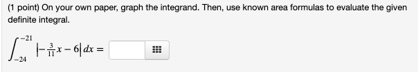 Solved (1 point) On your own paper, graph the integrand. | Chegg.com