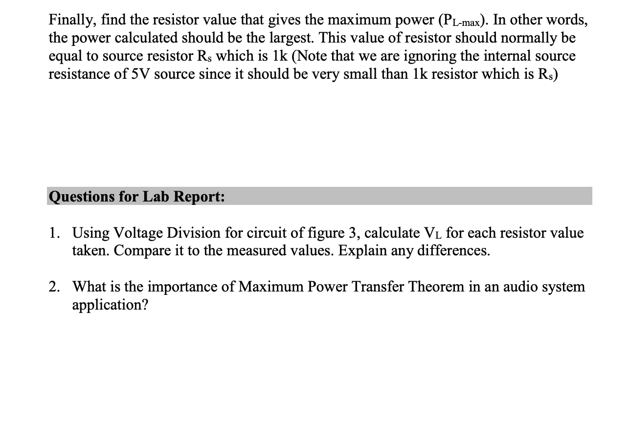 Solved Procedure: 1. Verifying the Maximum Power theorem: a) | Chegg.com