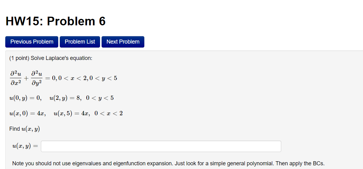 Solved Hw15 Problem 6 Previous Problem Problem List Next 