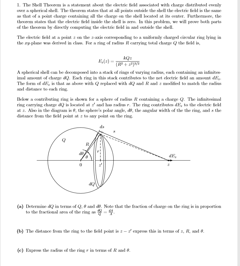 Solved 1. The Shell Theorem is a statement about the | Chegg.com