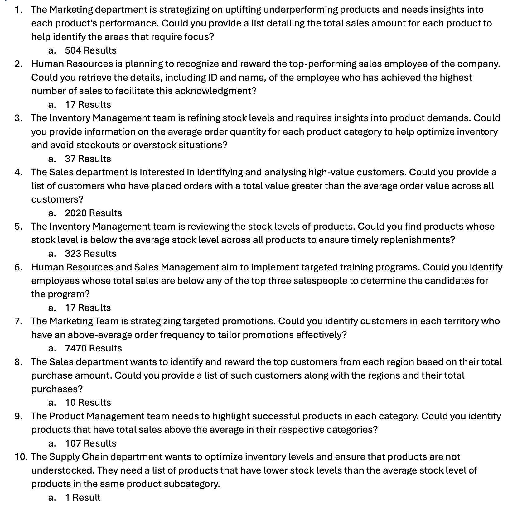 Solved All of these questions are from Adventure Works 2022 | Chegg.com