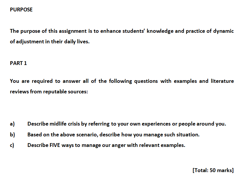 Solved The purpose of this assignment is to enhance | Chegg.com