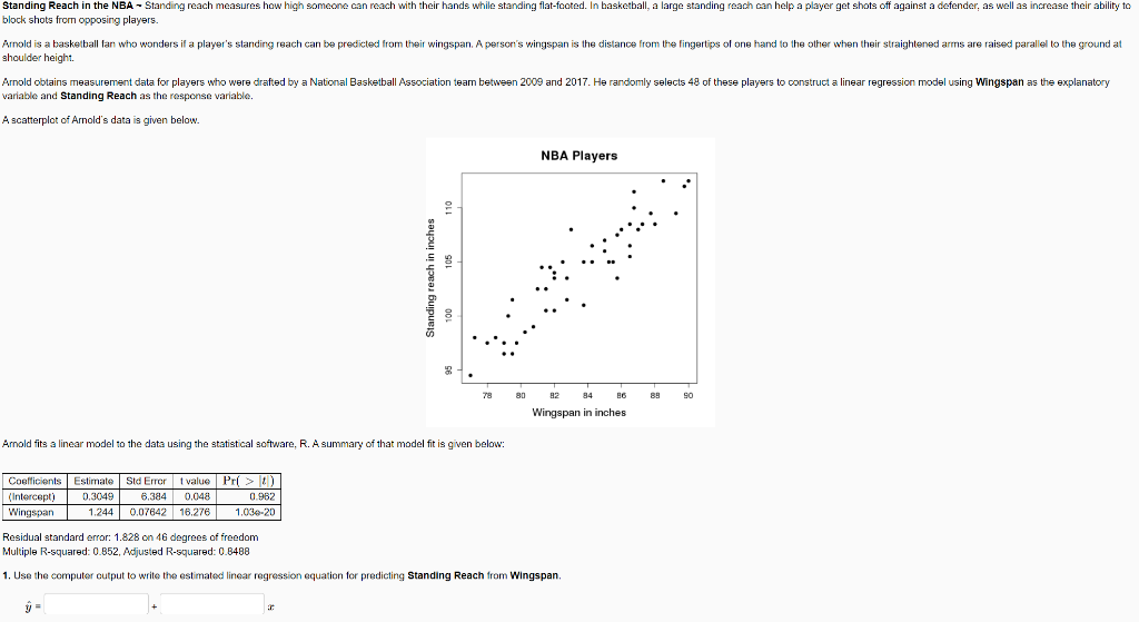 Solved Standing Reach in the NBA - Standing reach measures | Chegg.com