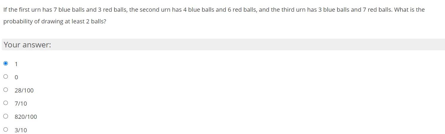 Solved If ﻿the first urn has 7 ﻿blue balls and 3 ﻿red balls, | Chegg.com