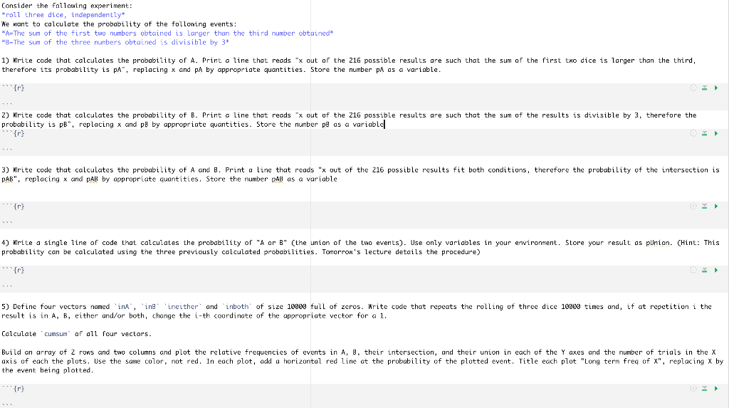 Consider the following experiment: *roll three dice, | Chegg.com