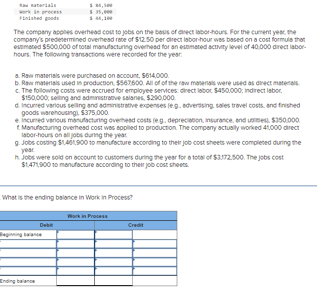 Solved 7. What is the ending balance in Work in Process?8. | Chegg.com