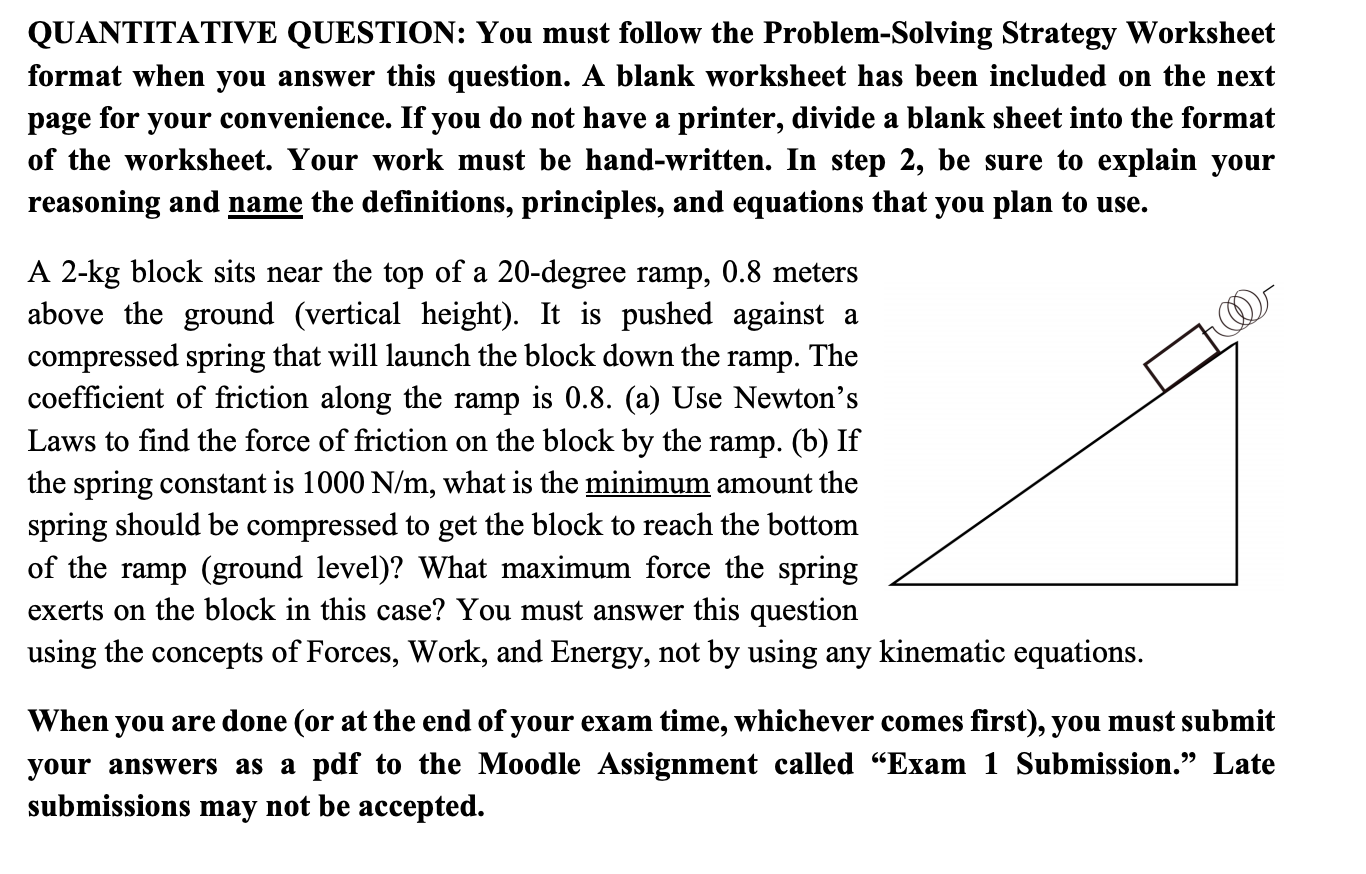QUANTITATIVE QUESTION: You must follow the Problem | Chegg.com