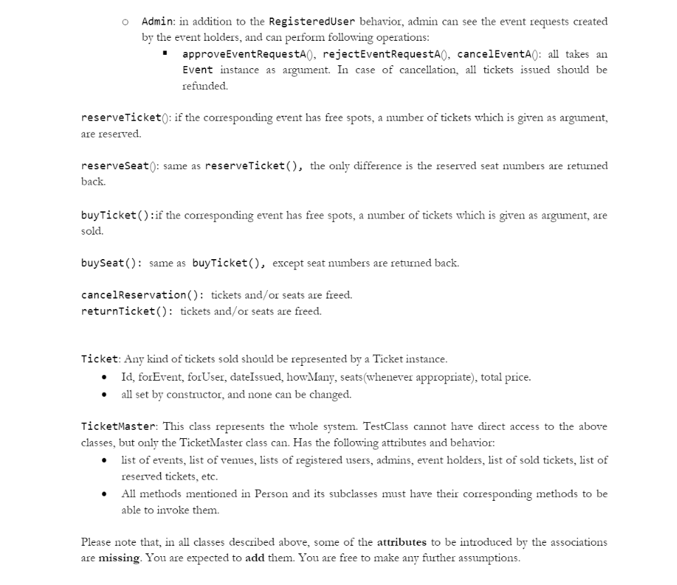 You are supposed to design an online ticket | Chegg.com
