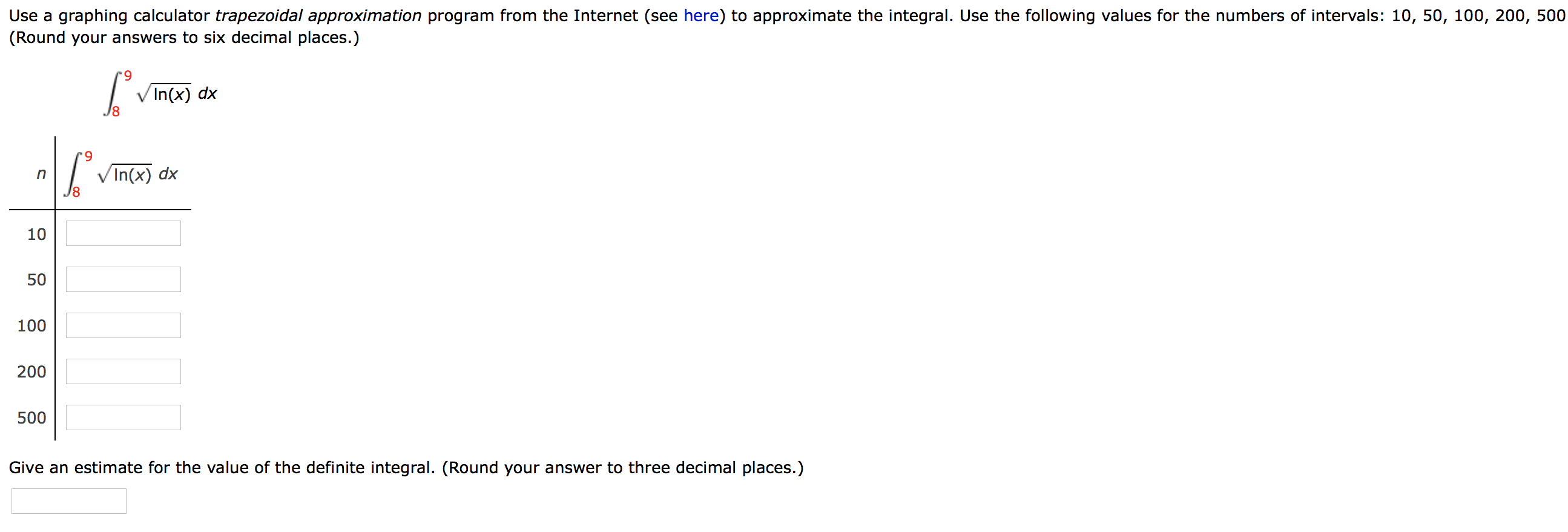 Solved Use a graphing calculator trapezoidal approximation | Chegg.com