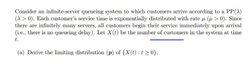 Solved Consider an infinite-server queueing system to which | Chegg.com