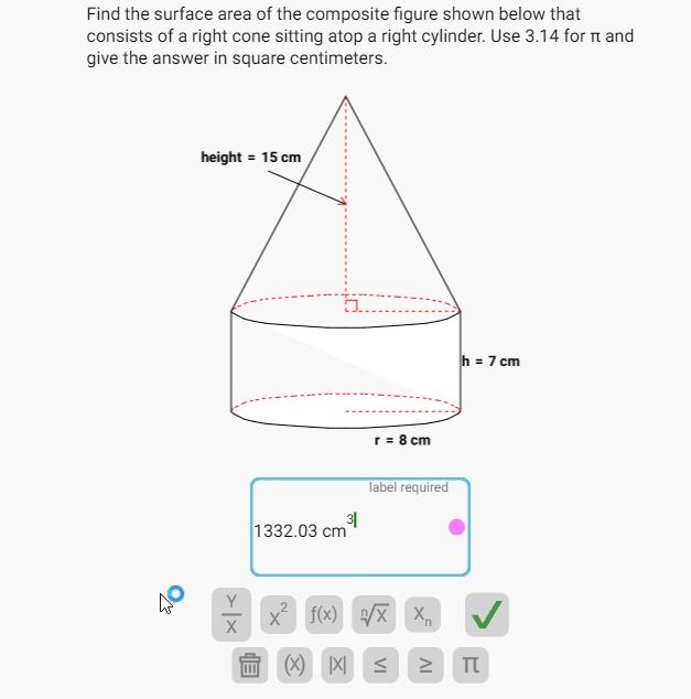 Solved Find the surface area of the composite figure shown | Chegg.com