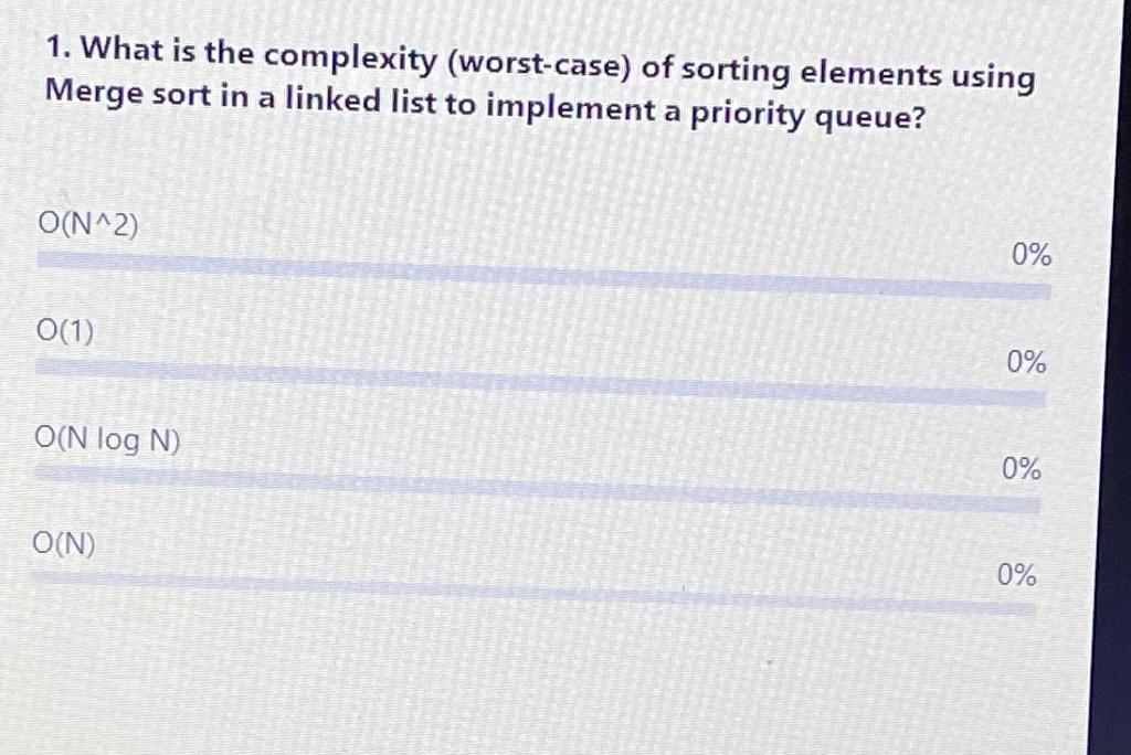 Solved 1. What is the complexity (worst-case) of sorting | Chegg.com