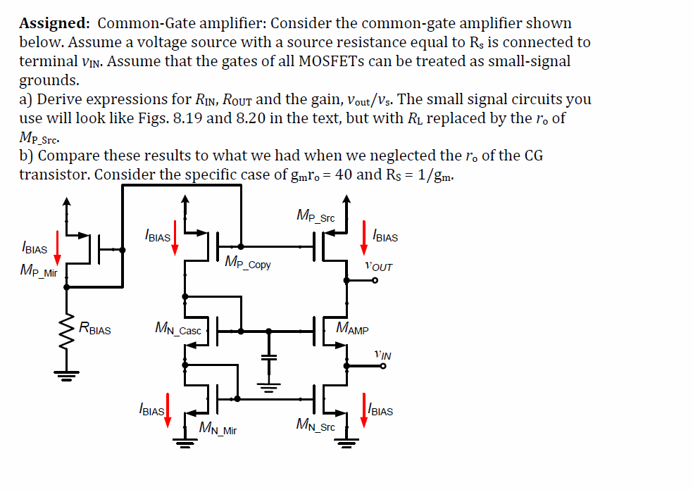 Solved Assigned: Common-Gate amplifier: Consider the | Chegg.com