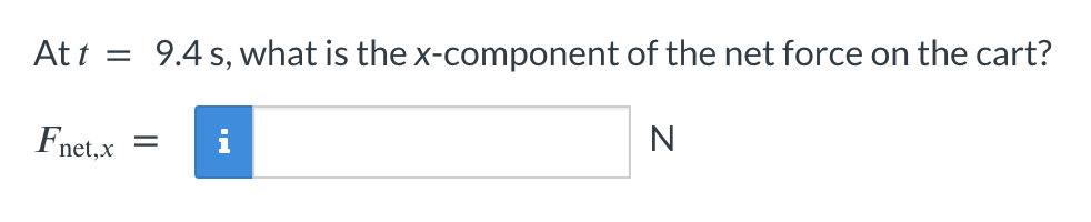 Solved At t=9.4 s, what is the x-component of the net force | Chegg.com