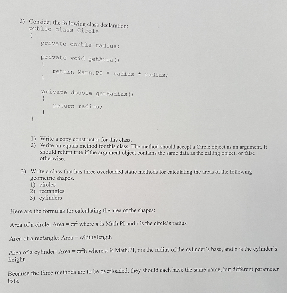 Solved 2 Consider The Following Class Declaration Public