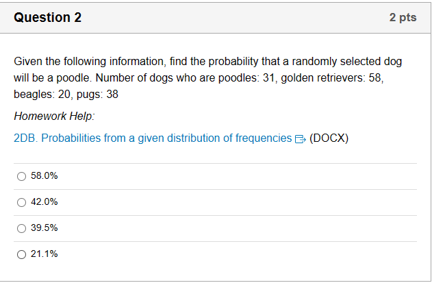 Solved Given the following information, find the probability | Chegg.com
