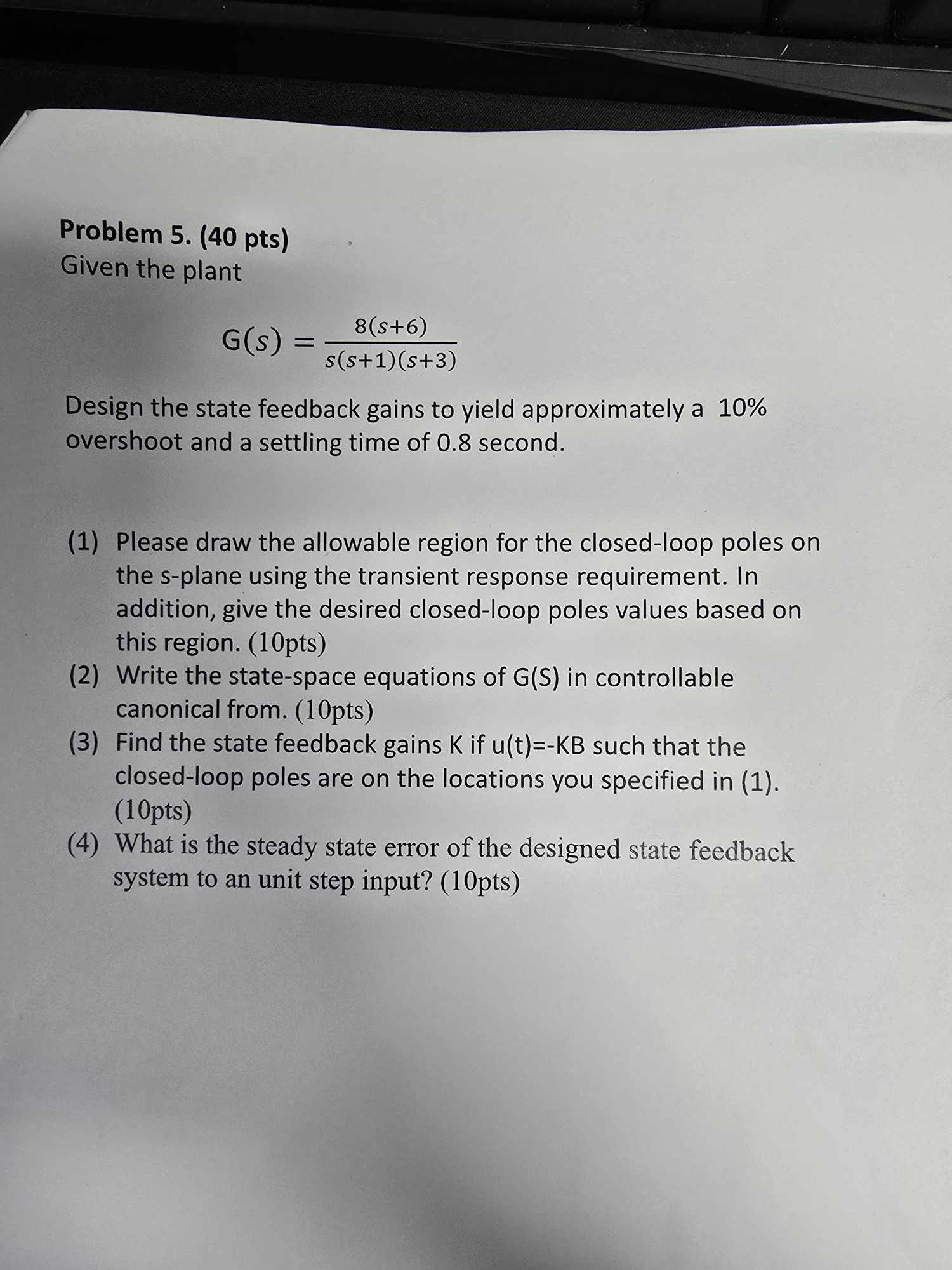 Solved Problem 5. (40 ﻿pts)Given the | Chegg.com