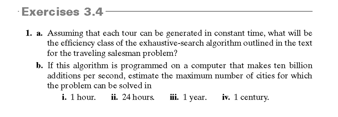 Solved 1. a. Assuming that each tour can be generated in | Chegg.com