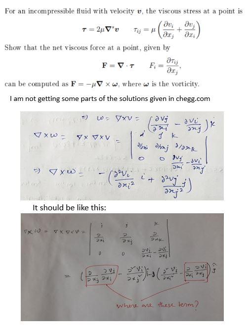 Solved For an incompressible fluid with velocity v, the | Chegg.com