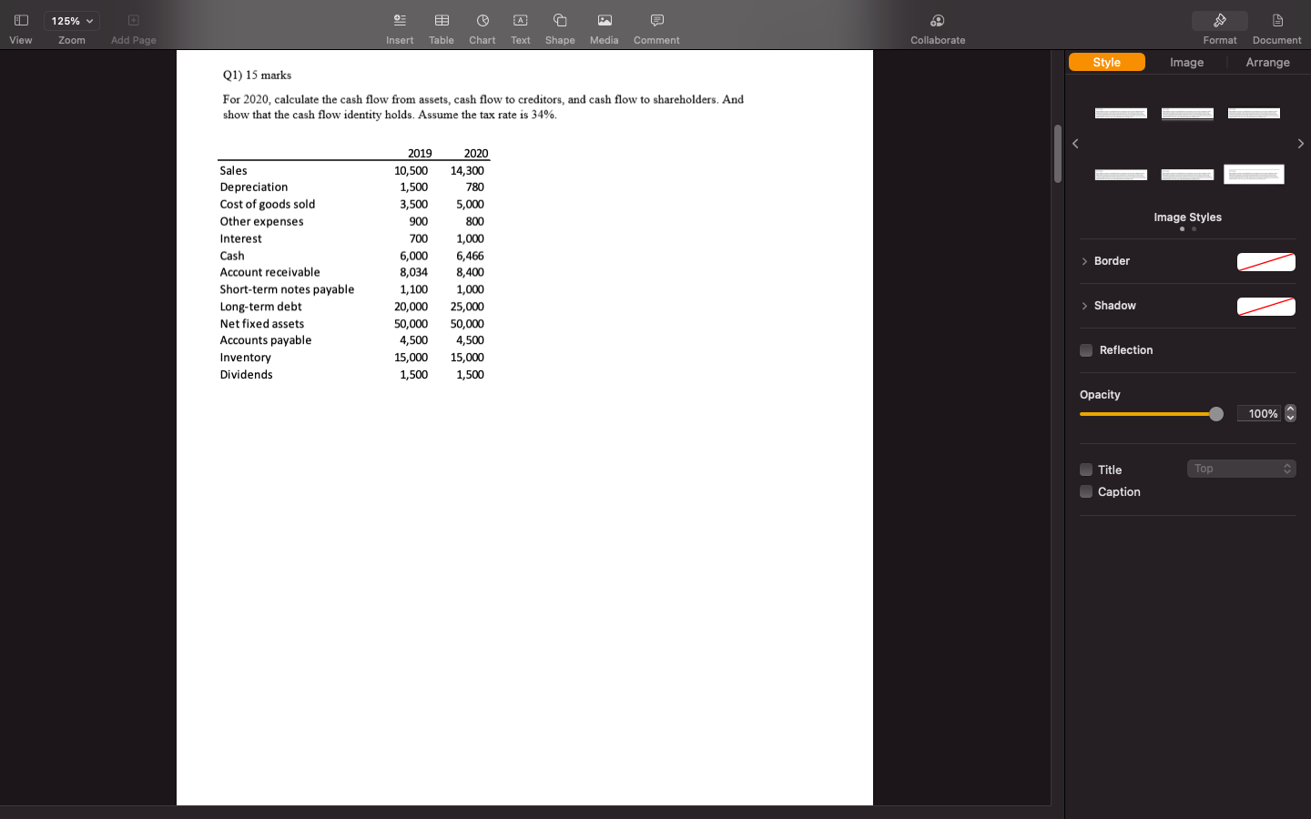 Solved IN 125% + НА E 69 9 View Zoom Add Page Insert Table | Chegg.com