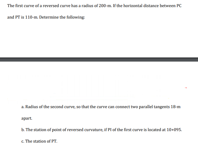Solved The first curve of a reversed curve has a radius of | Chegg.com