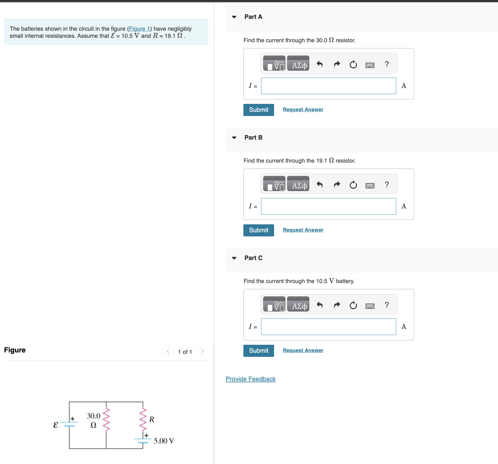 Solved Part AThe batteries shown in the circuit in the | Chegg.com
