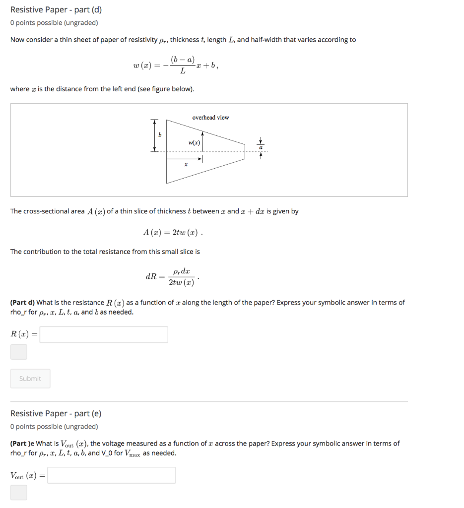 Solved Problem 5: Resistive Paper Bookmark this page | Chegg.com