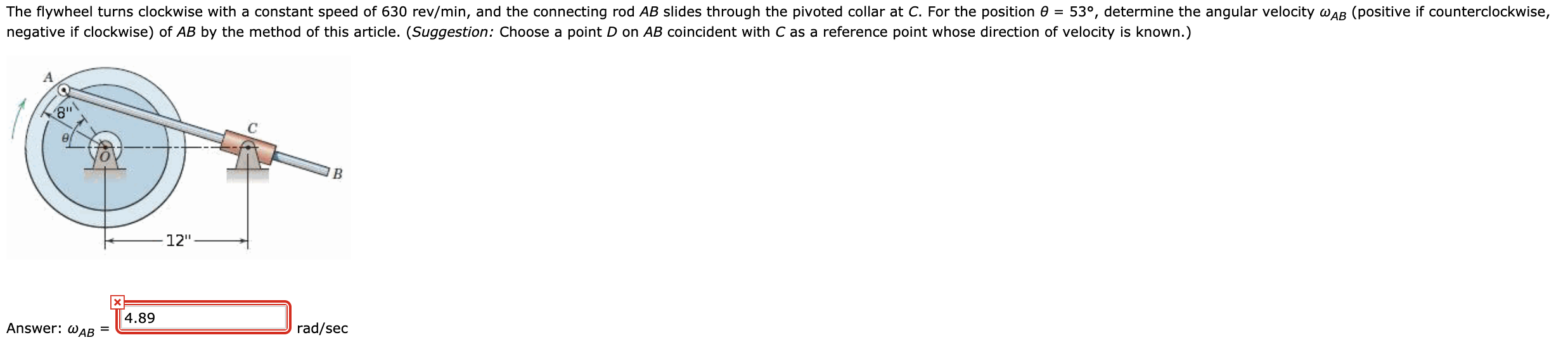 Solved The flywheel turns clockwise with a constant speed of | Chegg.com