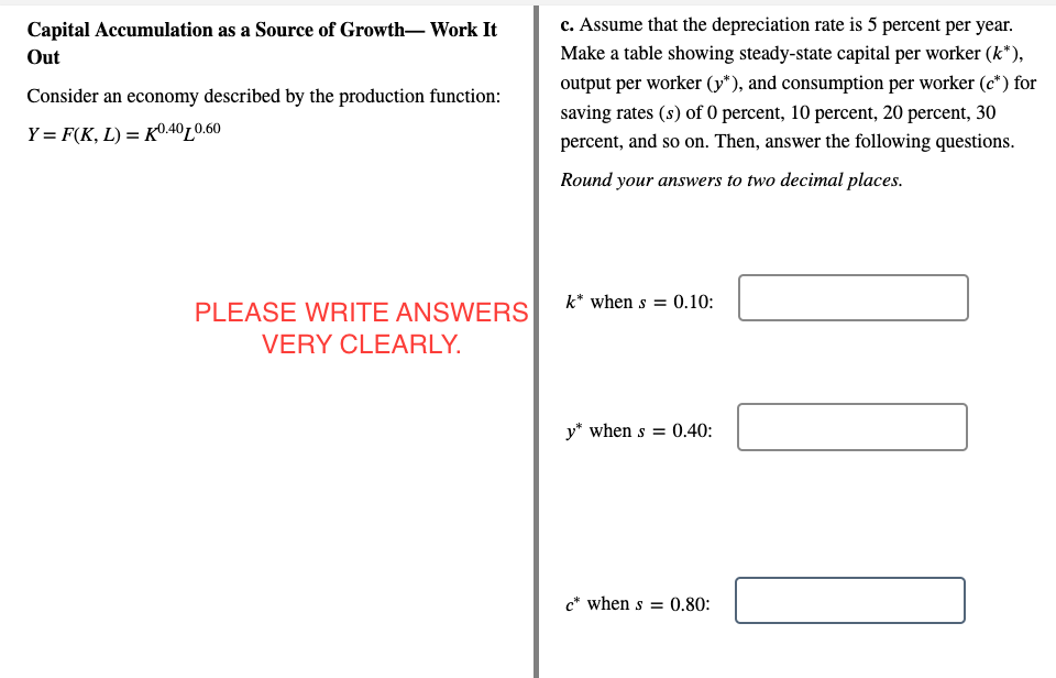 Solved Capital Accumulation as a Source of Growth-Work It | Chegg.com