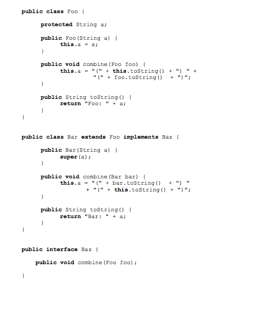Solved public class Foo protected String a; public Foo | Chegg.com