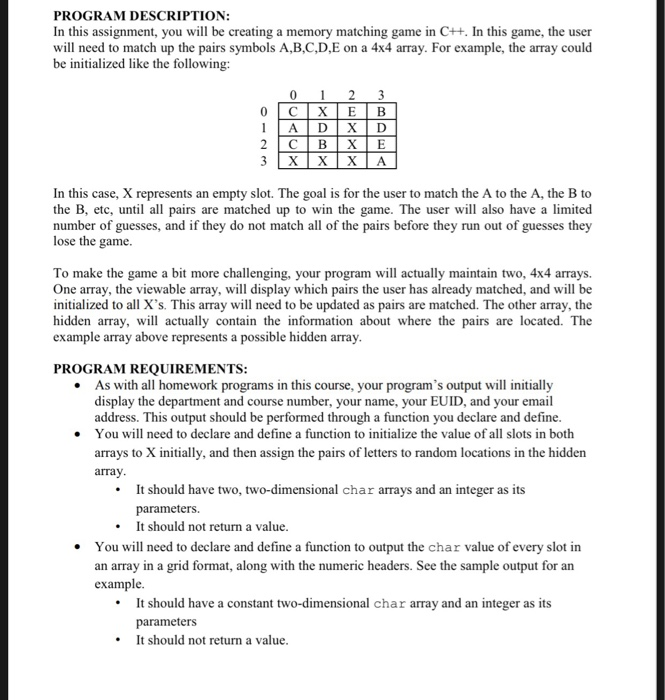 Solved PROGRAM DESCRIPTION: In this assignment, you will be | Chegg.com