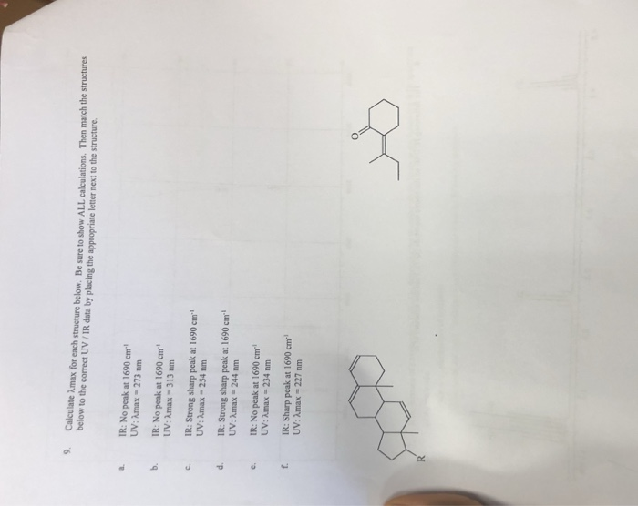Solved 9 Calculate Amax for each structure below. Be sure to | Chegg.com