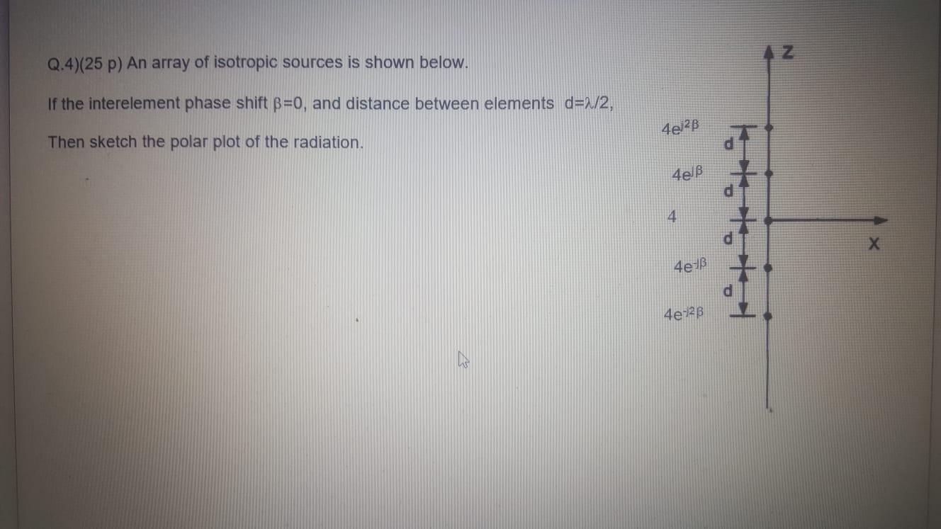 Solved N Q.4)(25 p) An array of isotropic sources is shown | Chegg.com