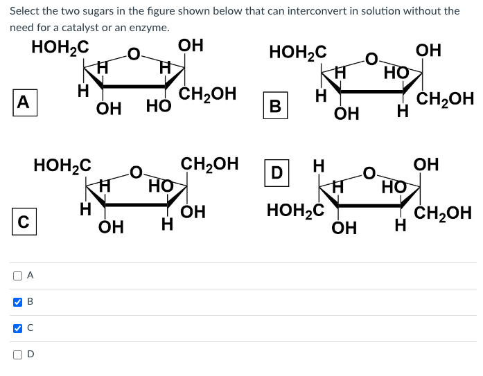 Solved Select the two sugars in the figure shown helow that | Chegg.com